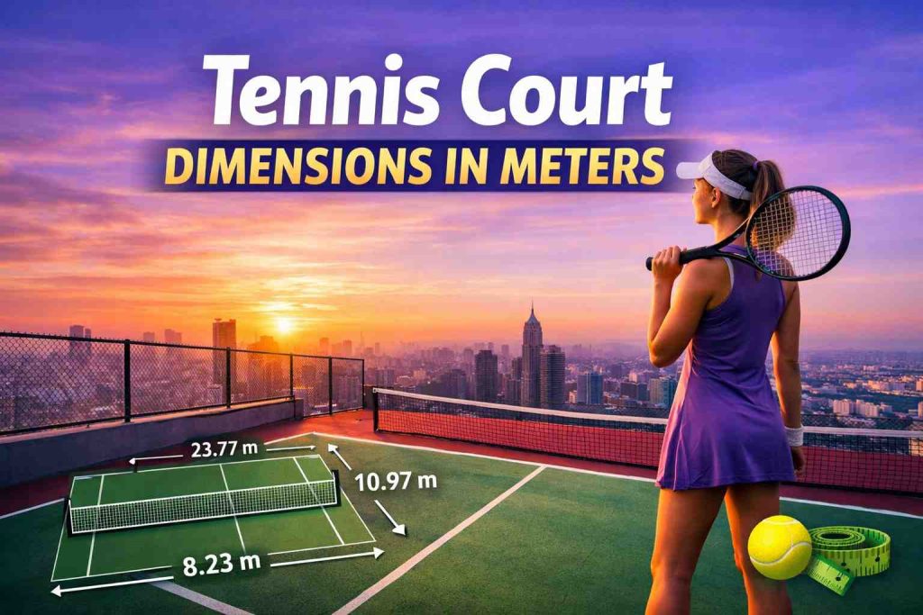 Tennis Court Dimensions In Meters | Official Size, Fence, Runoff & PDF