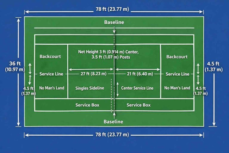 Tennis Court Dimensions Diagram – Court Layout & Sizes